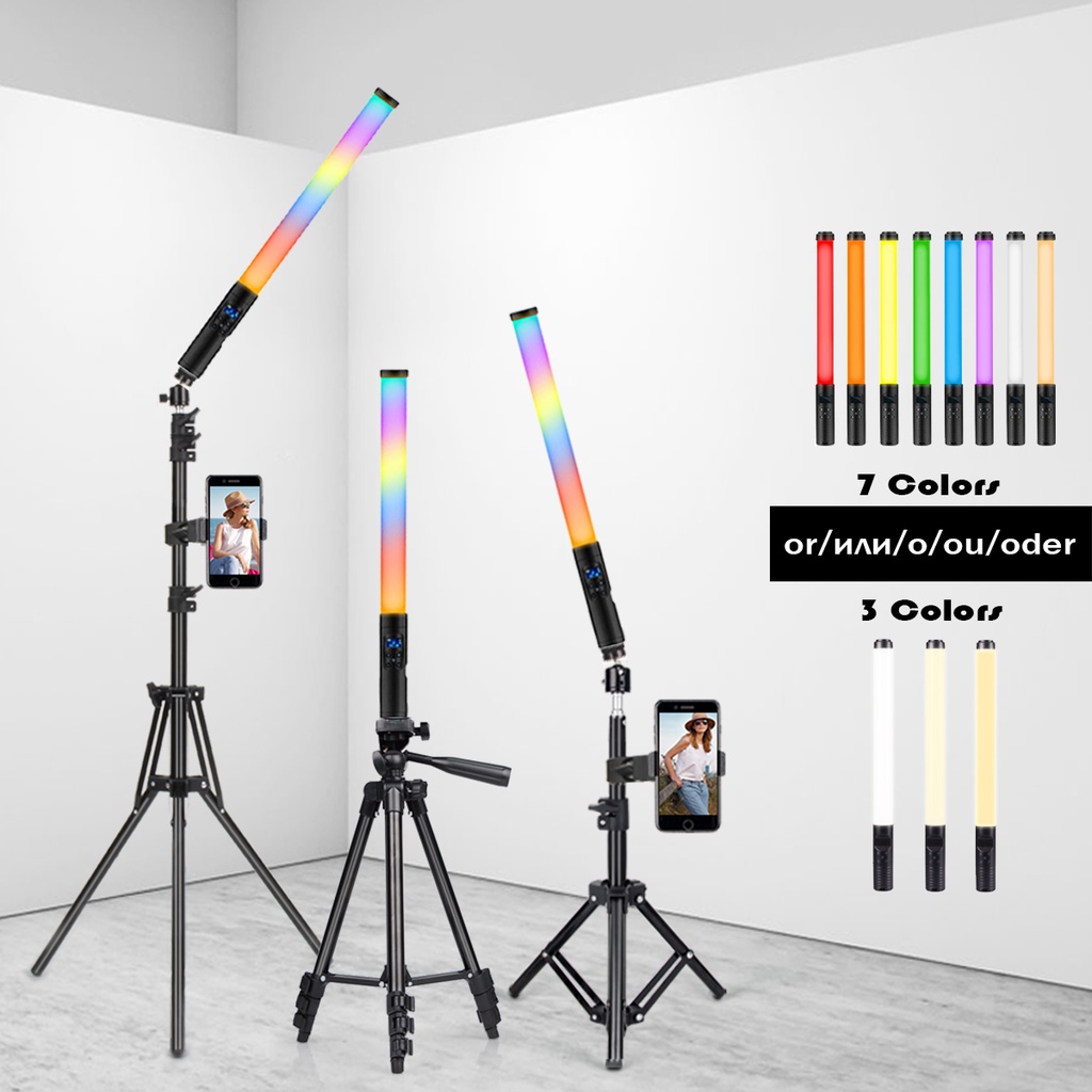 RGB Light Stick With Tripod Stand Video Colorful Photography Lighting LED Lamp Fill Light ...