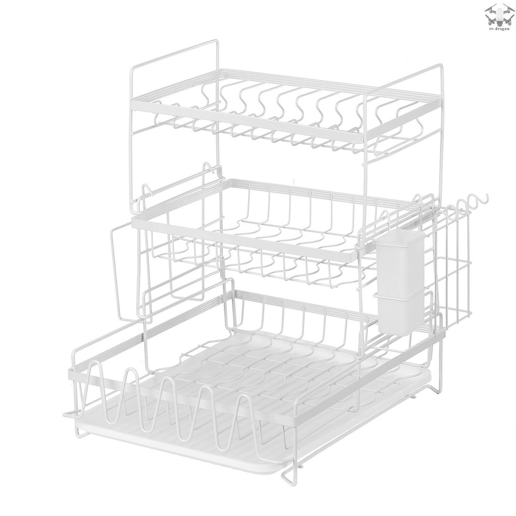 3-tier Multifunctional Bowl Storage Rack Plate Rack Draining Board ...