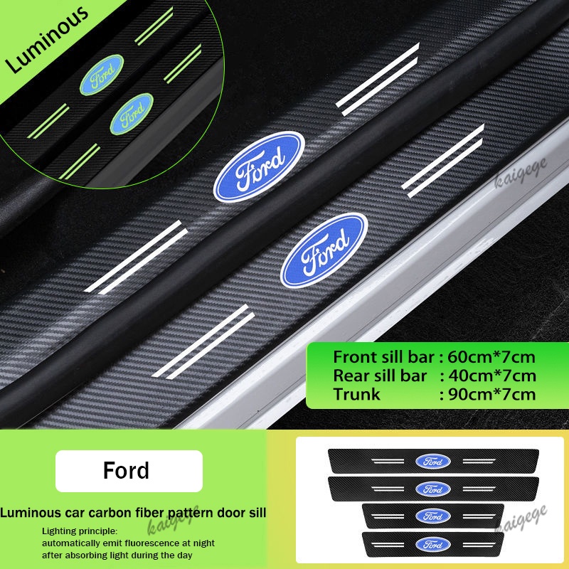 Ford Luminous Carbon Fiber Pattern Car Door Sill Sticker Car Door Edge ...