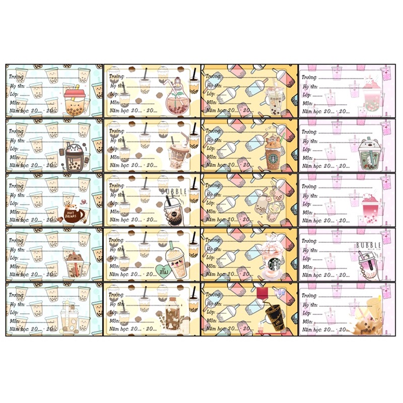 Cute Milk Tea Label With 20 Labels / Sticker For Milk Tea Food | Shopee ...