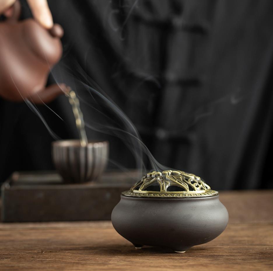 COD Incense Buner Copper Cover Ceramic Marble Buddha Antique Incense ...