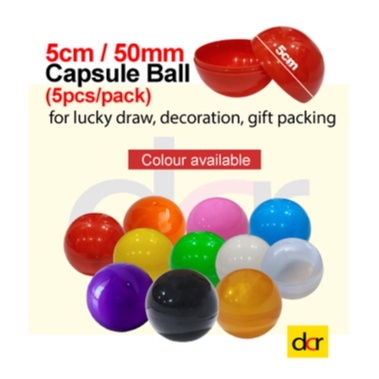 5pcs 50mm 5cm Solid Color Empty Capsule Ball, Plastic Ball, Lucky Draw ...