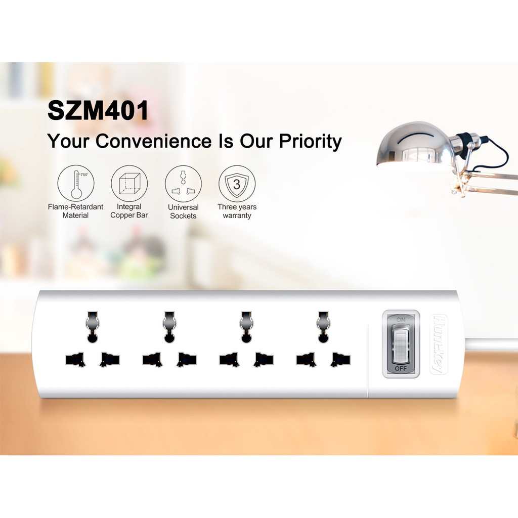 Huntkey SZM304 SZM401 SZM404 Power Strip Surge Protector Extension Cord | Shopee Philippines
