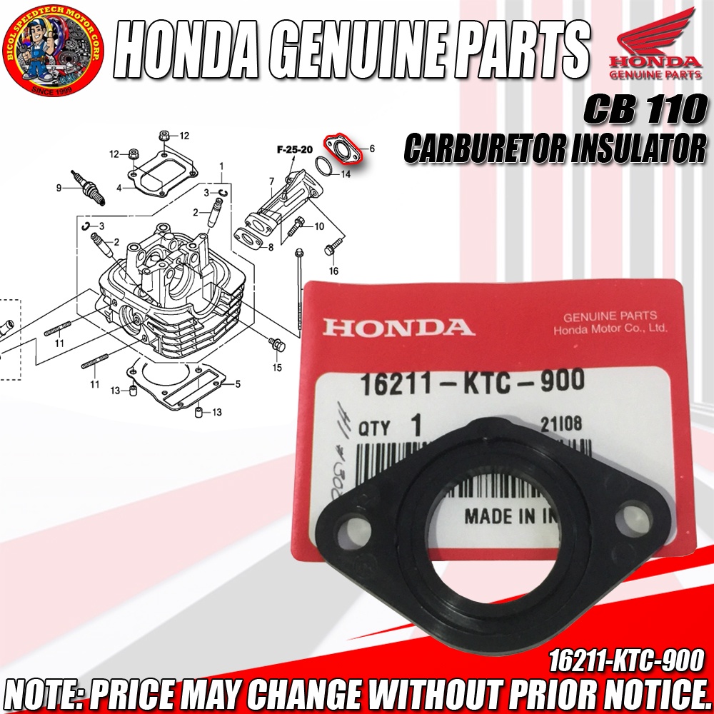 CB110 CARBURETOR INSULATOR (HPI) (GENUINE: 16211-KTC-900) | Shopee ...