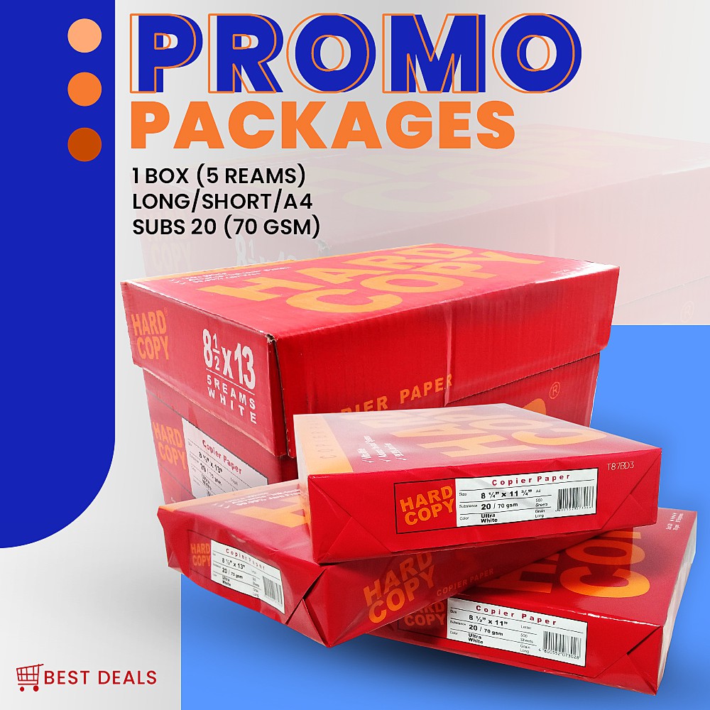 [PROMO PACKAGE] Bond Paper 70GSM Substance 20 (5 reams per box) HARD ...