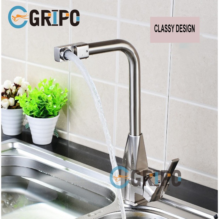 GRIPO High quality stainless single cold kitchen faucet square 7 shaped ...
