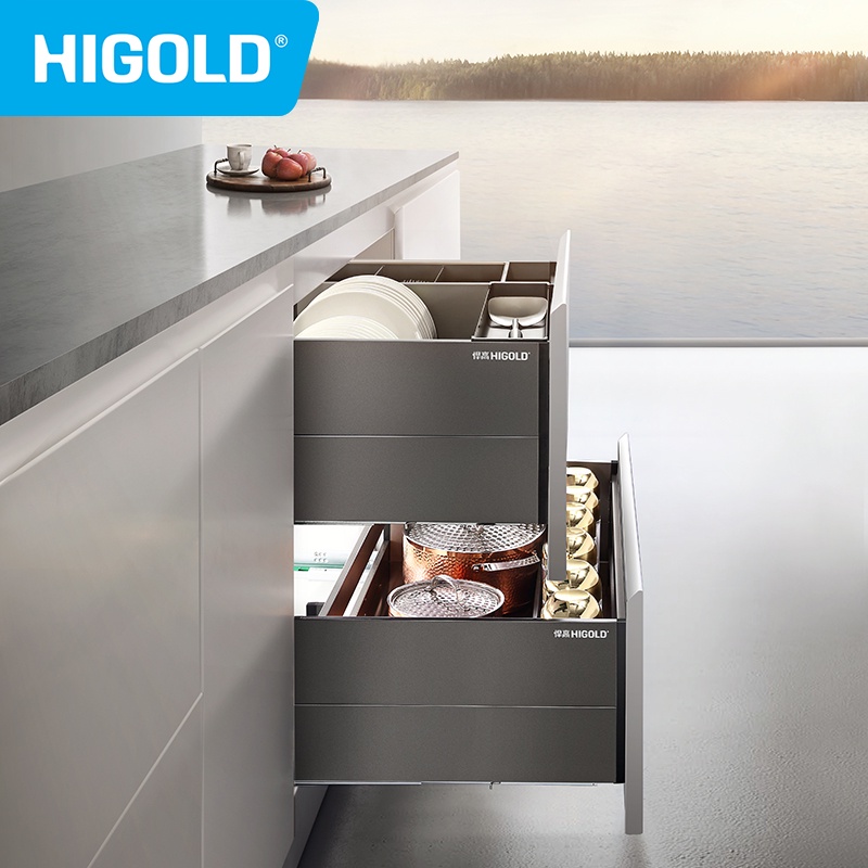 HIGOLD 4.0 Series Kitchen Three-Sided Basket Cabinet Pull Dish Storage ...