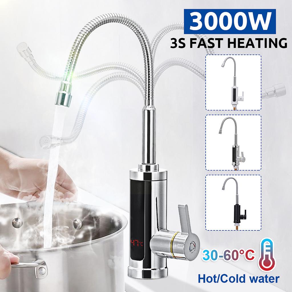 220V 3000W Electric Kitchen Flow Water Heater Tap Instant Hot Water Faucet Heater Cold Heating ...