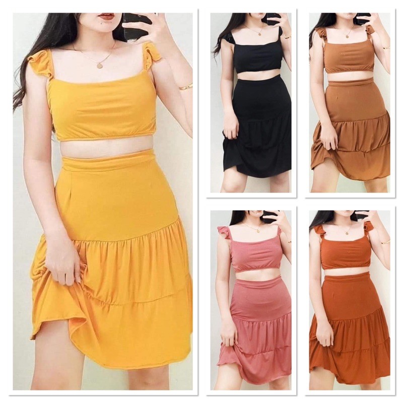Skirt and Ruffled Top Terno ️ Korean Coordinates | Korean Terno Outfit ...