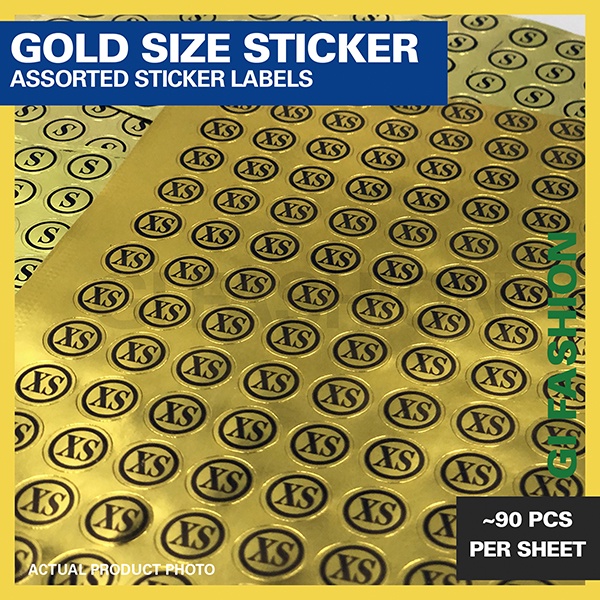 Gold Size Tag Label Sticker FS XS S M L XL XXL XXXL for RTW clothing ...
