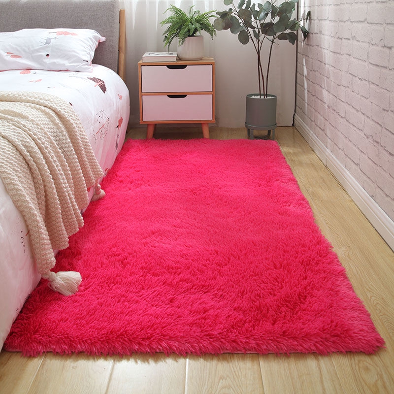【Carpet】Girl Cute pink Plush Rug Multi-Color Bedroom Bedside Mat ...