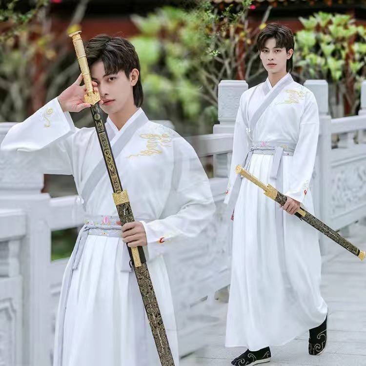 Hanfu men's martial arts style full set of traditional costume Wei Jin ...