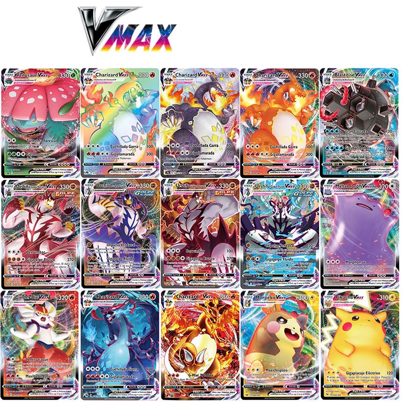 100PCS Cards VMAX Shining Cards Game Battle Carte Trading Card No ...