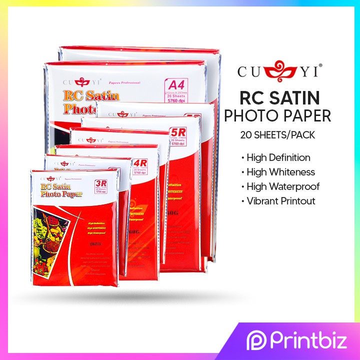 CUYI RC Satin Photo Paper 260GSM ( 3R | 4R | 5R | A4 ) | Shopee Philippines