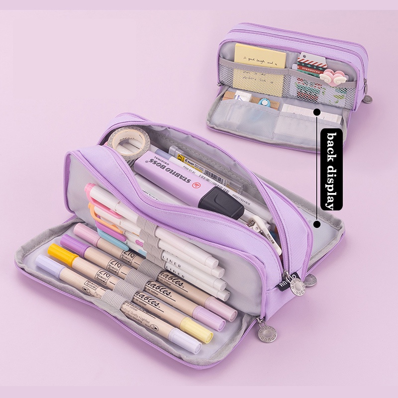Kawaii Pencil Case Large Capacity Waterproof Stationary Box Bag Double ...