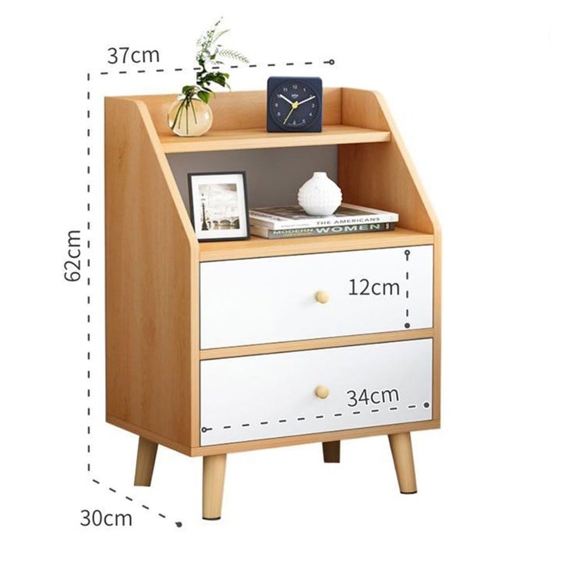 Elegant Wooden Bedside Table Nightstand Coffee Side Table with 3 Drawer ...
