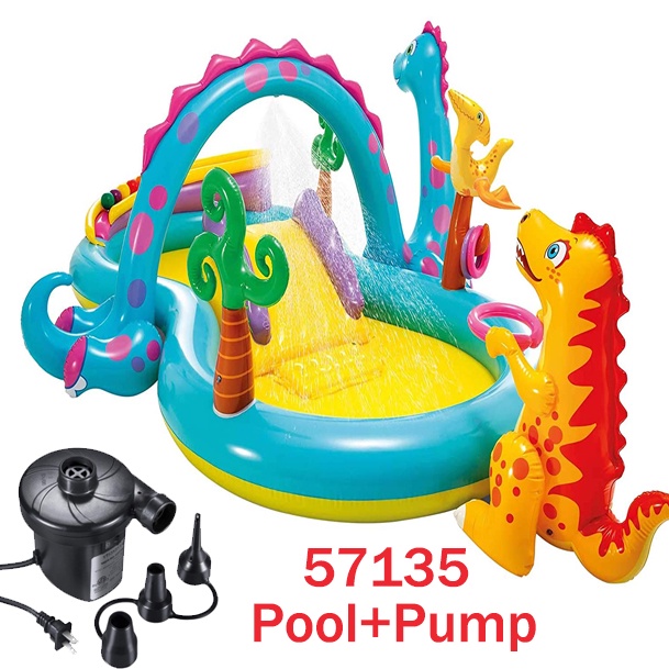 Intex 57135 Dinoland Play Center Inflatable Outdoor Swimming Pool ...