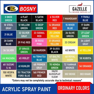 Bosny 100% Acrylic Spray Paint Solid Color - 49 COLORS | Shopee Philippines