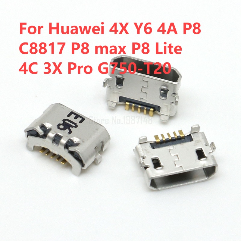 5-50pcs Micro USB 5pin Charging Port Dock Connector Socket For Huawei 4X Y6 4A P8 C8817 P8 max ...