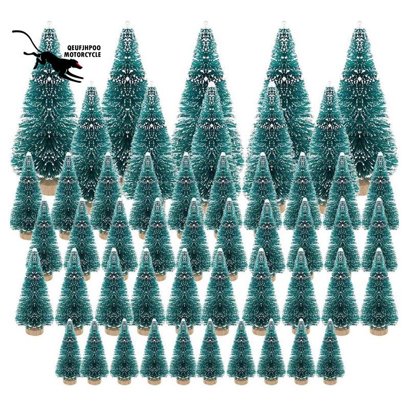 50PCS Miniature Artificial Christmas Tree Small Snow Frost Trees Pine ...