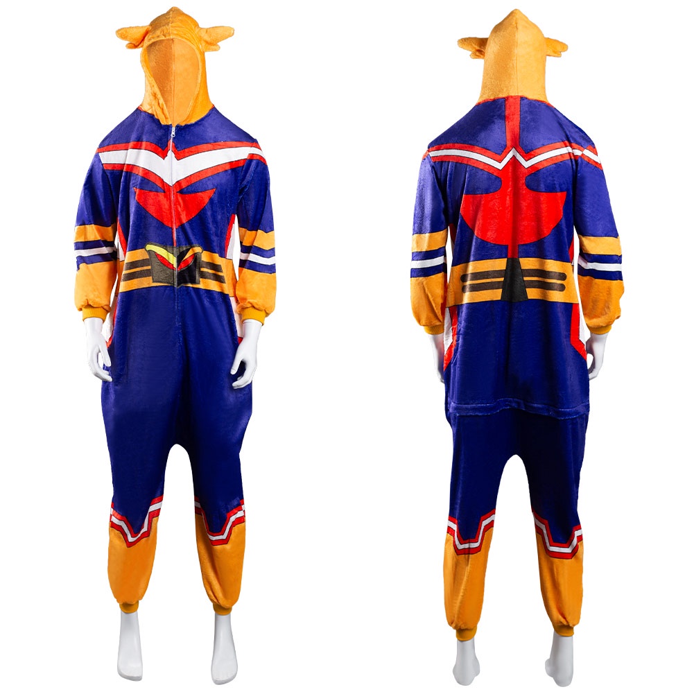 Dangancos My Hero Academia All Might Pajamas Velvet Onesies Jumpsuit Soft Sleepwear Night Robe