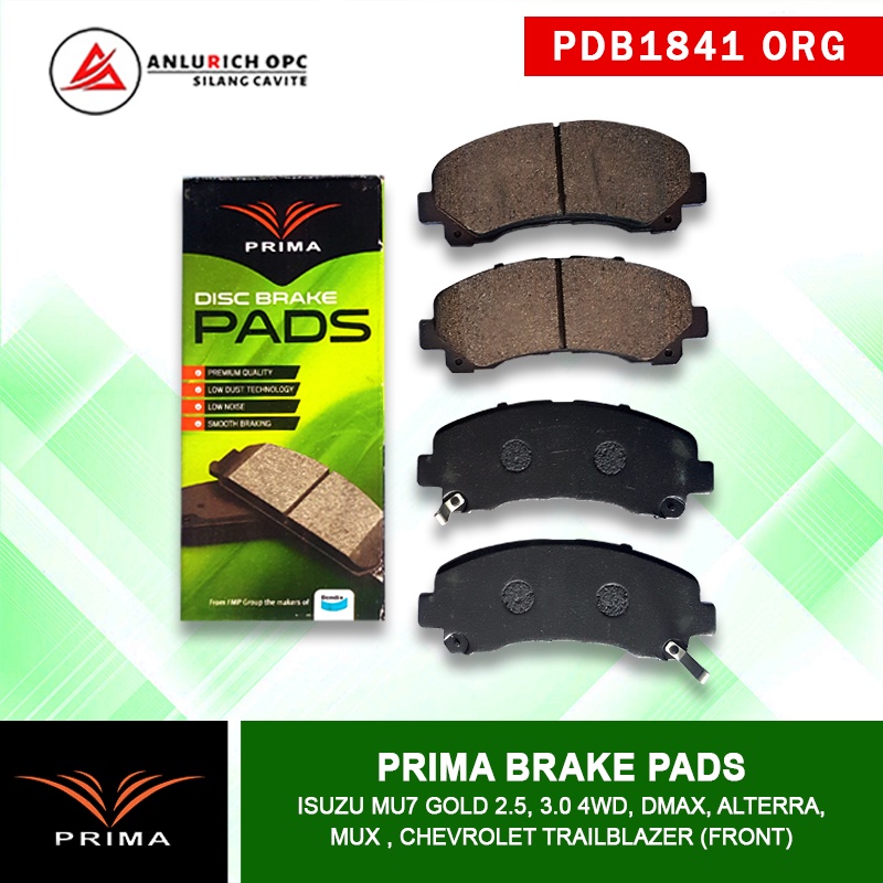 PRIMA BRAKE PADS for ISUZU MU7 GOLD 2.5, 3.0 4WD, DMAX, ALTERRA, MUX , TRAILBLAZER | FRONT ...