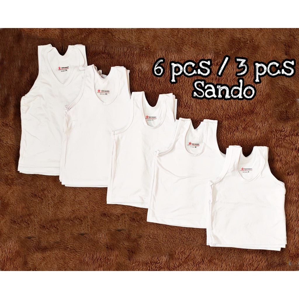 6 / 3 PCS WHITE SANDO DAN MARIES PURE COTTON BABY/KIDS/TEENS/MEN WEAR ...