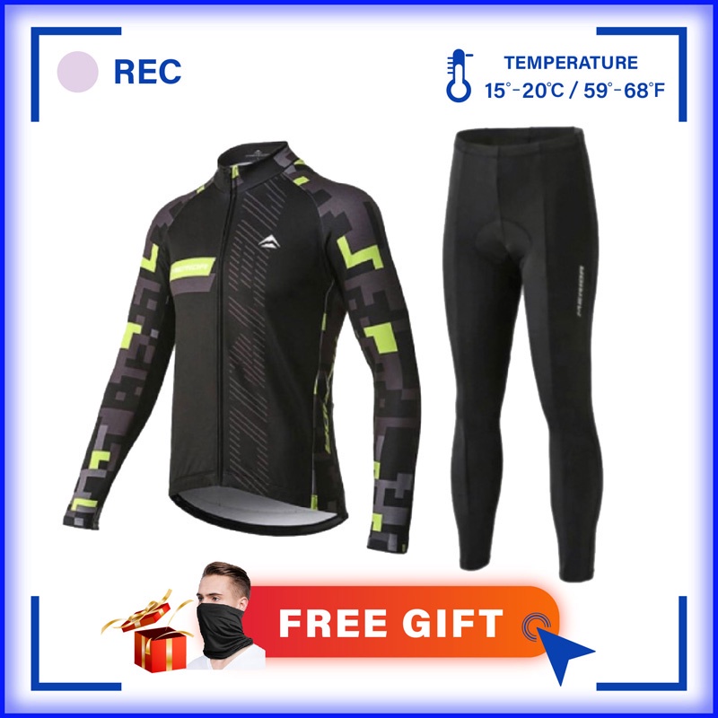 【IN STOCK】Cycling Wear Set Long Sleeve Cycling Jersey Road Ride ...