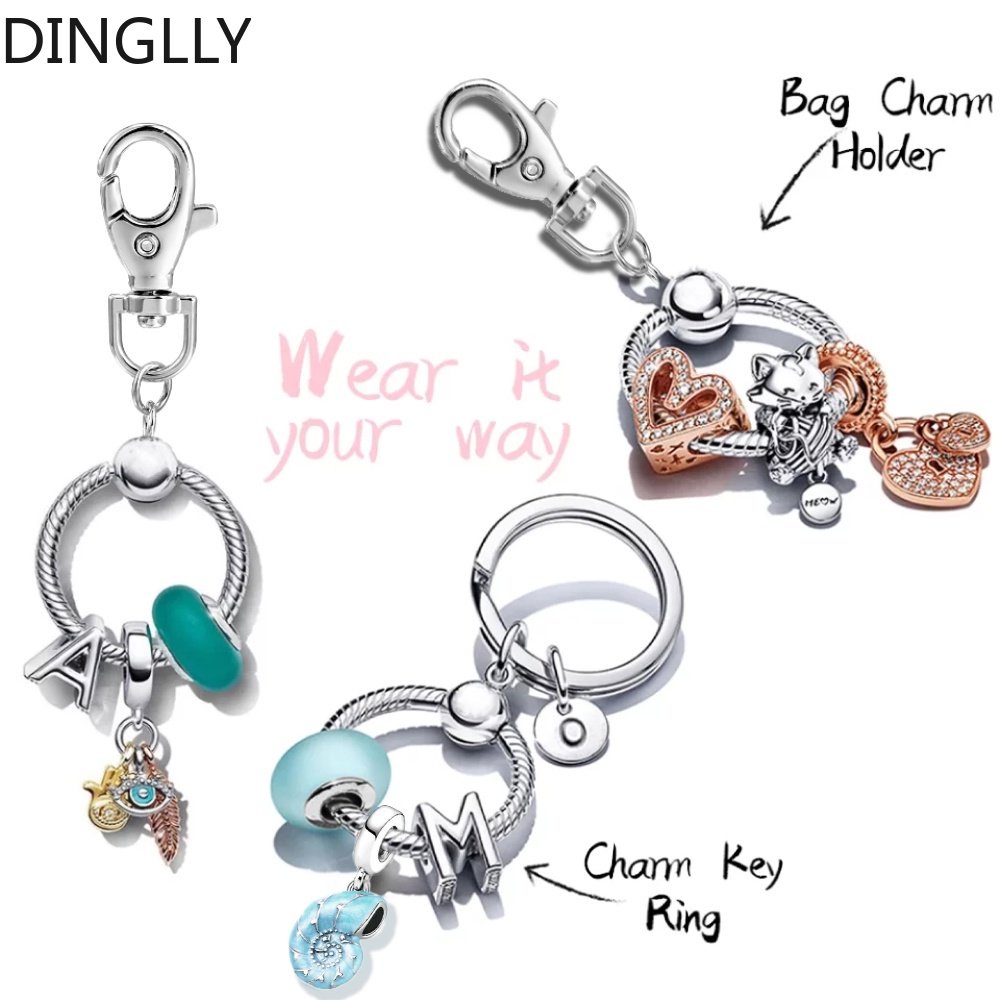 DINGLLY Metal Blank Keyring Keychain Split Rings Keyfob Charm Lobster ...
