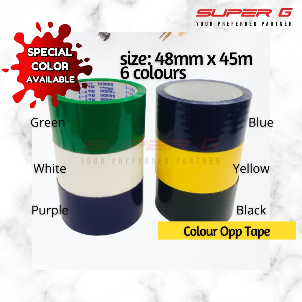 Opp Colour Tape 6 colours 48mm x 45m x 50mic x 6 rolls/ bundle | Shopee Philippines