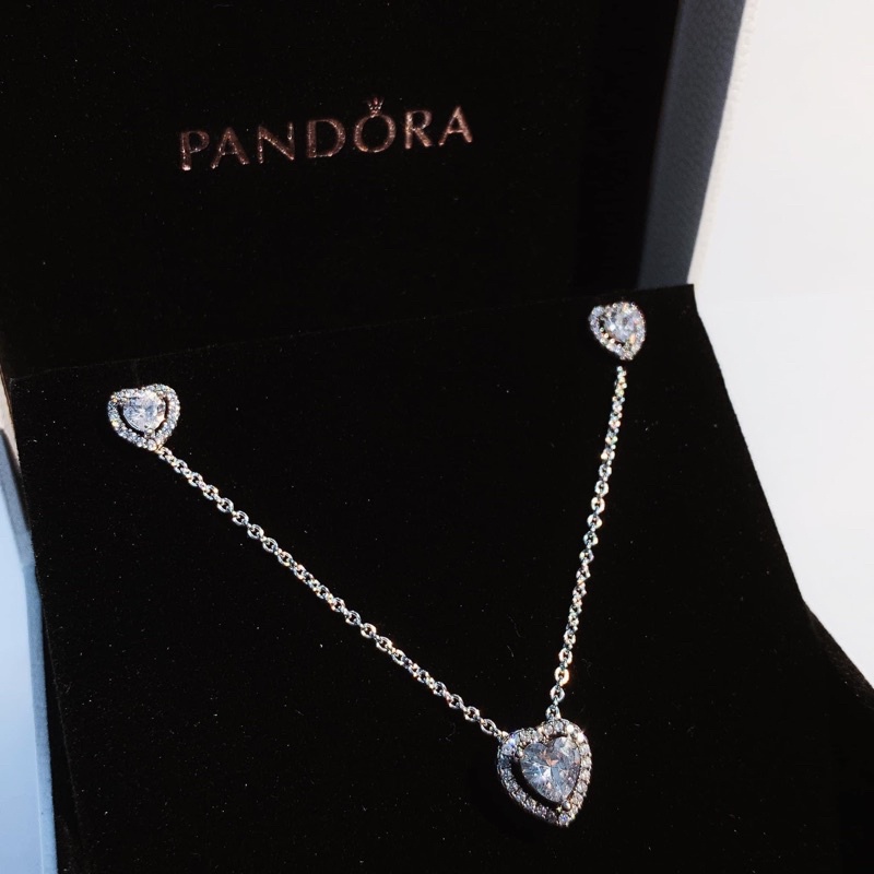 AUTHENTIC S925 PANDORA HEART NECKLACE & EARRINGS SET | Shopee Philippines