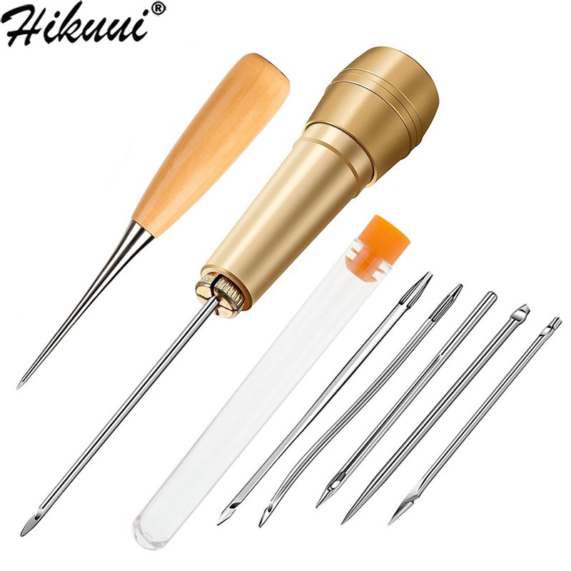 Copper Handle Awl Sewing Set Leather Canvas Shoes Repair Tool Handmade ...