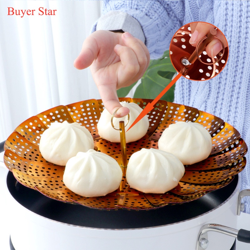 Folding Stainless Steel Steamer Rack Mesh Steam Cage Heating Steaming ...