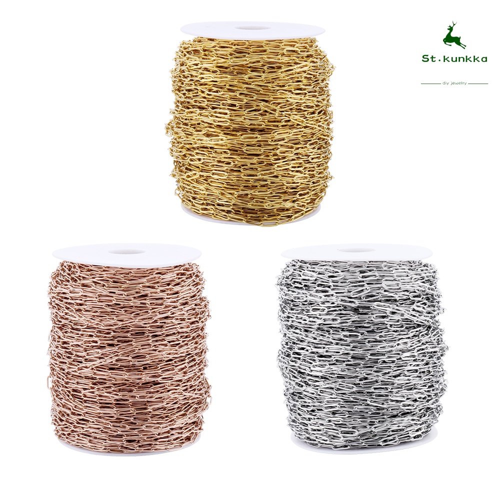 St.Kunkka Style Stainless Steel Chain Diy Korean Simple Necklace Flat ...