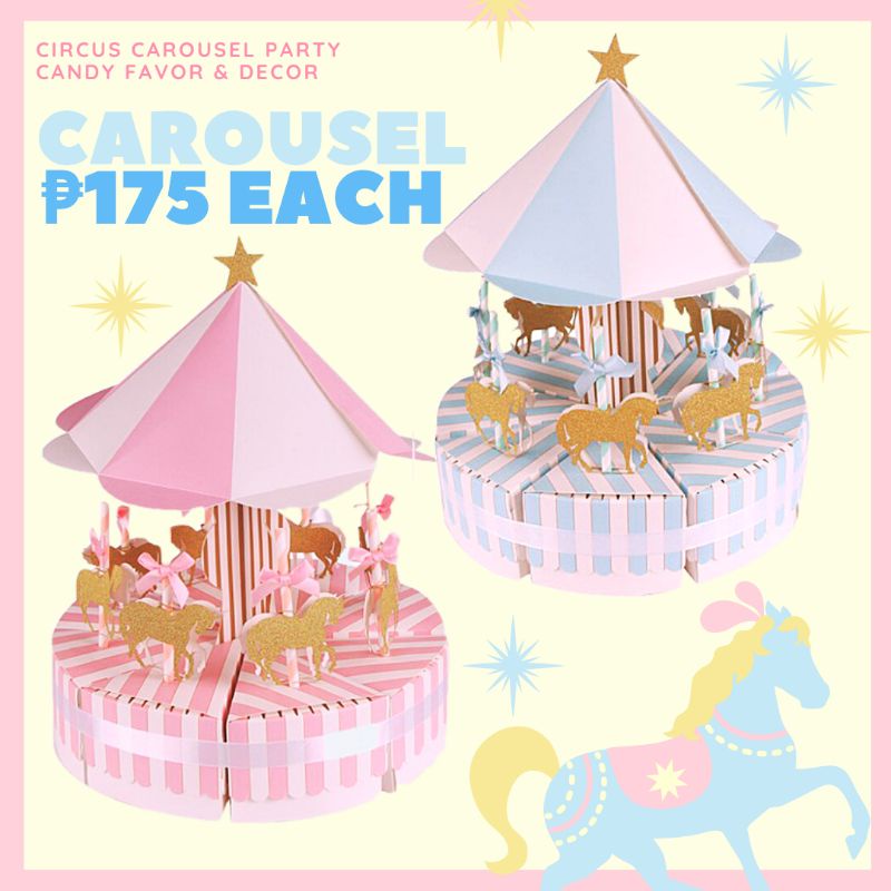 FP632 (1 Whole) Carousel Circus Pastel Carnival Favor Candy Box ...