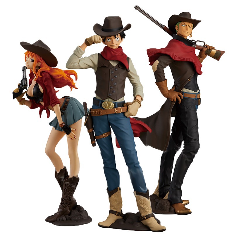 18-22Cm Anime Figure One Piece Monkey.D.Luffy Cowboy Zoro Luffy Nami ...