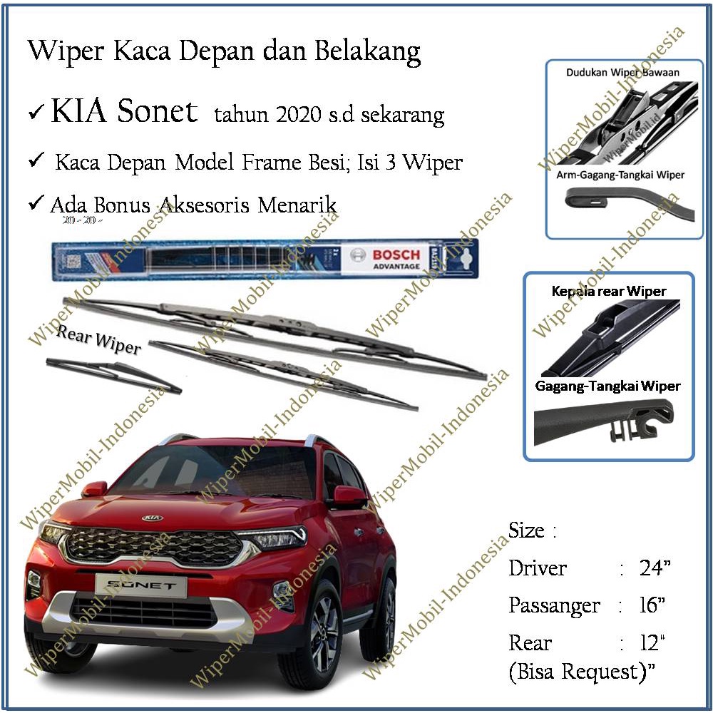 KIA Sonet Rear Windshield Bosch Wiper 2020 2021 2022 2023 2024 | Shopee ...