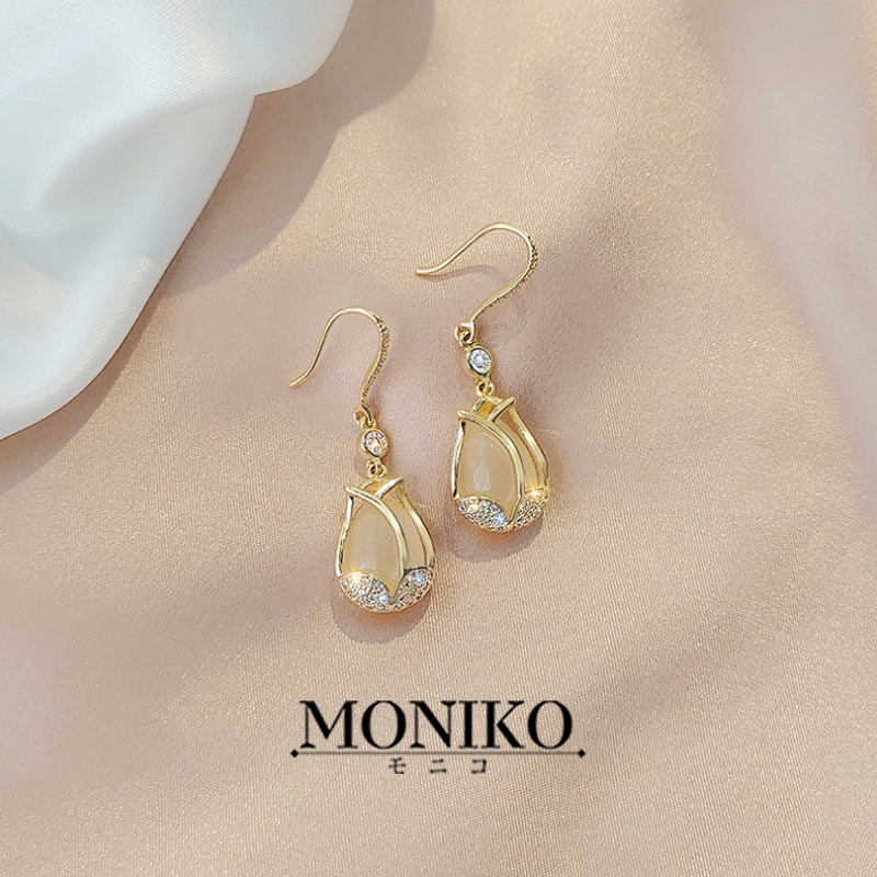 MONIKO Original Design 18k Gold Plated Opal Tulip Stud Earrings Jewelry ...