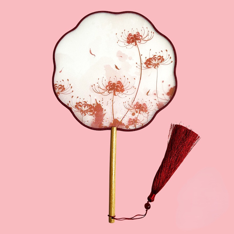 Ancient Style Group Fan Translucent Long Handle Palace Dance Hanfu ...