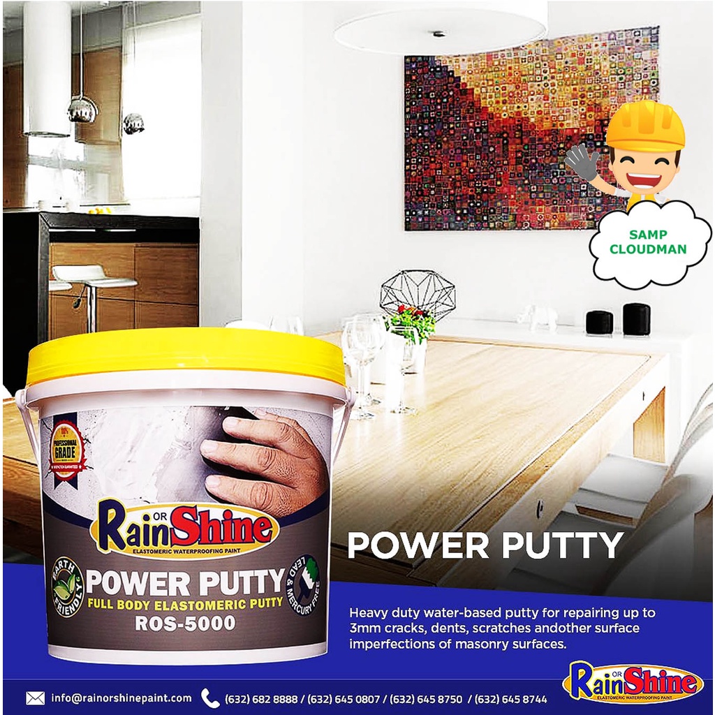 Rain or shine Power Putty Elastomeric Wall Putty ROS-5000 Heavy Duty ...