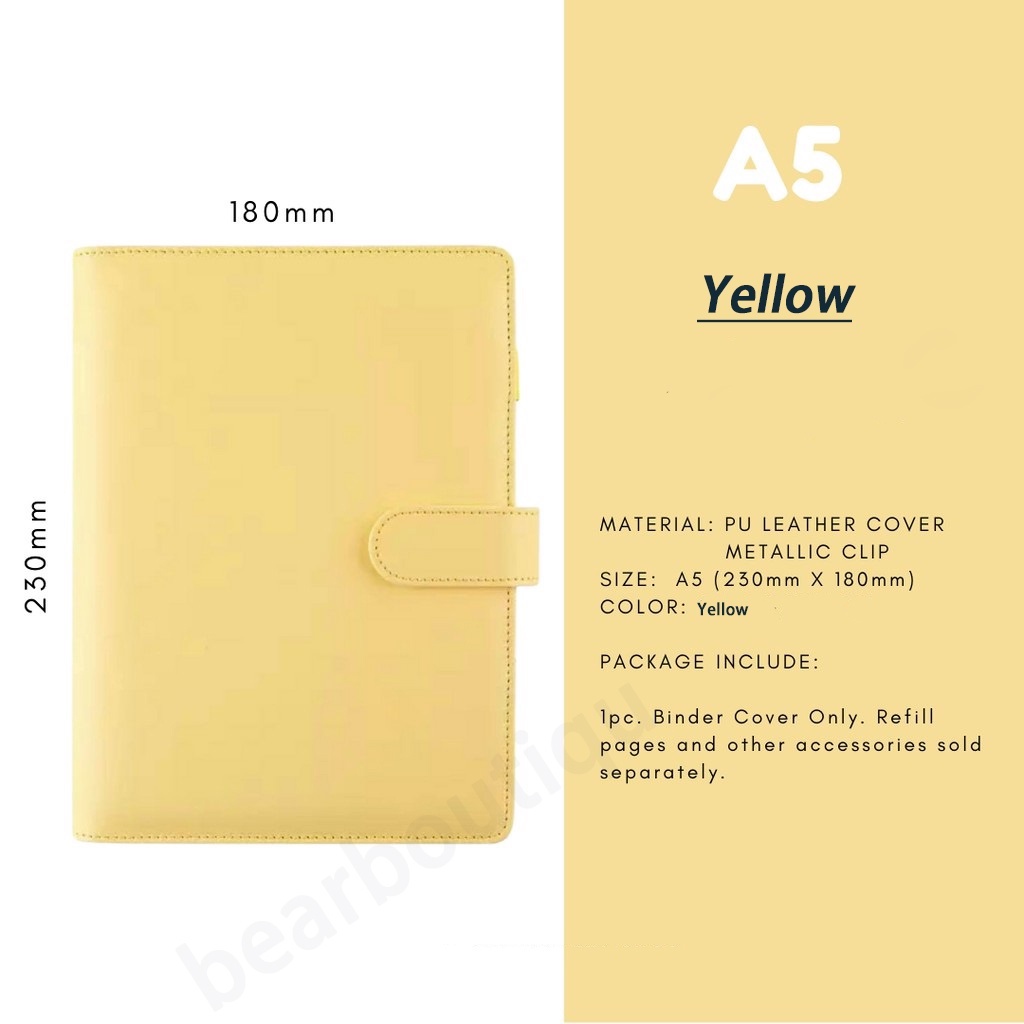 Loose-leaf A5 6holes Notebook Macaron PU leather notebook binder A5 album binder | Shopee ...