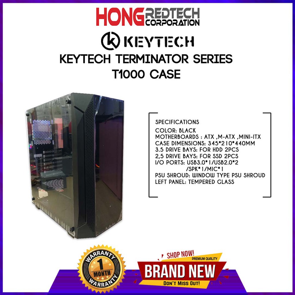 KEYTECH TERMINATOR SERIES T1000 ATX CASING | Shopee Philippines