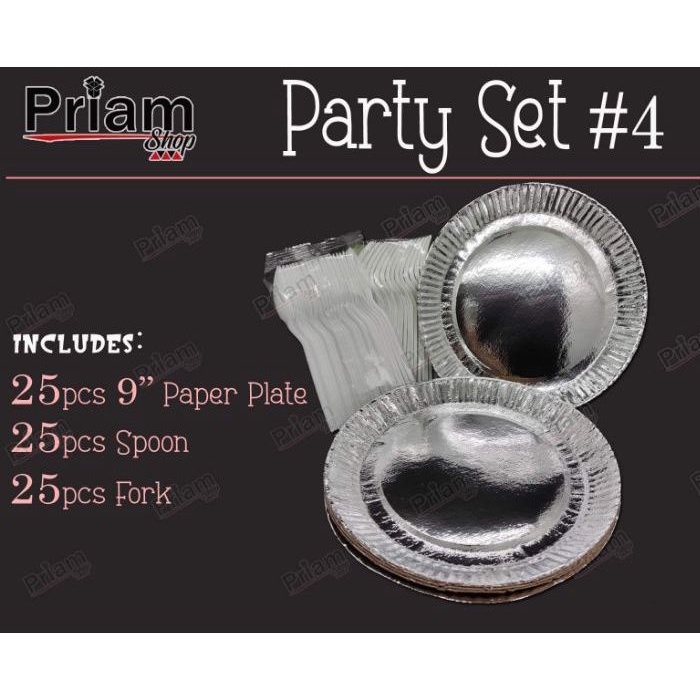 Disposable Party Set Paper Plate with Spoon and Fork (25pcs or 50pcs ...