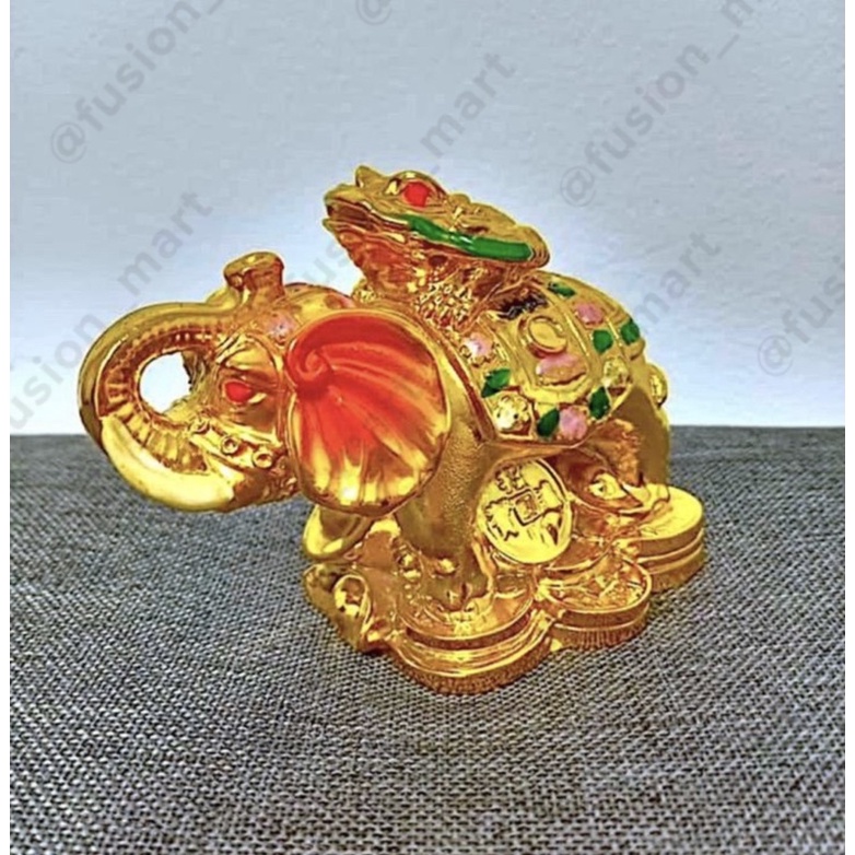 Fengshui Elephant with three legged Fortune Money Frog Figurine ...
