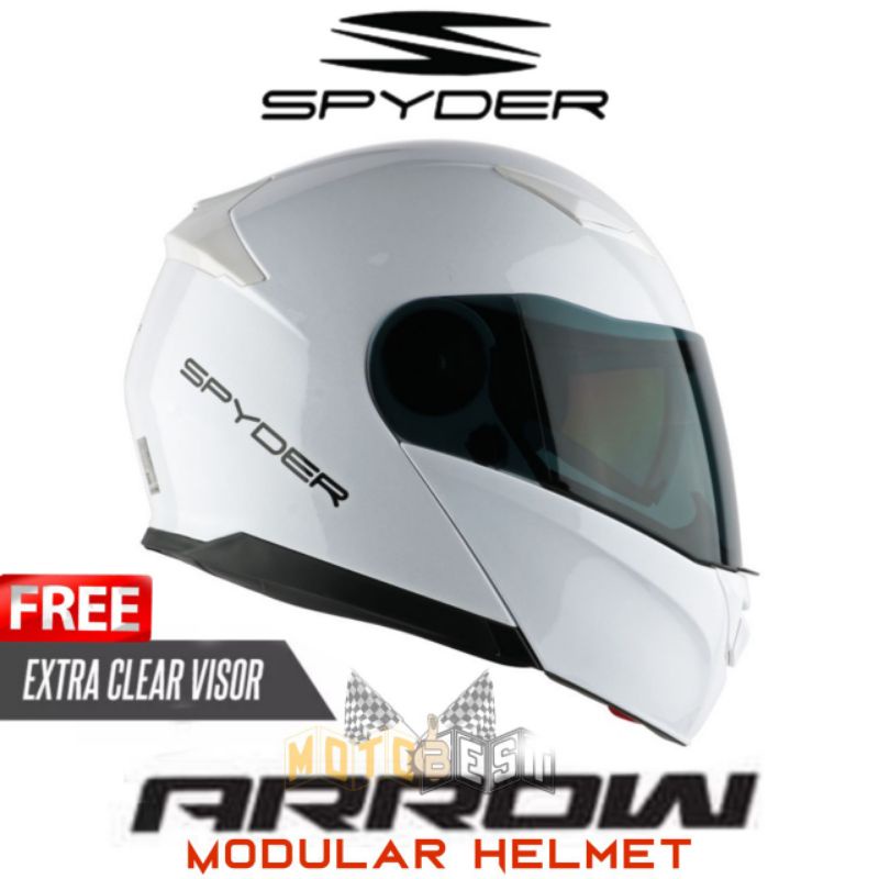 SPYDER Arrow PD Modular Dual Visor Helmet w/ Free Extra Clear Visor ...