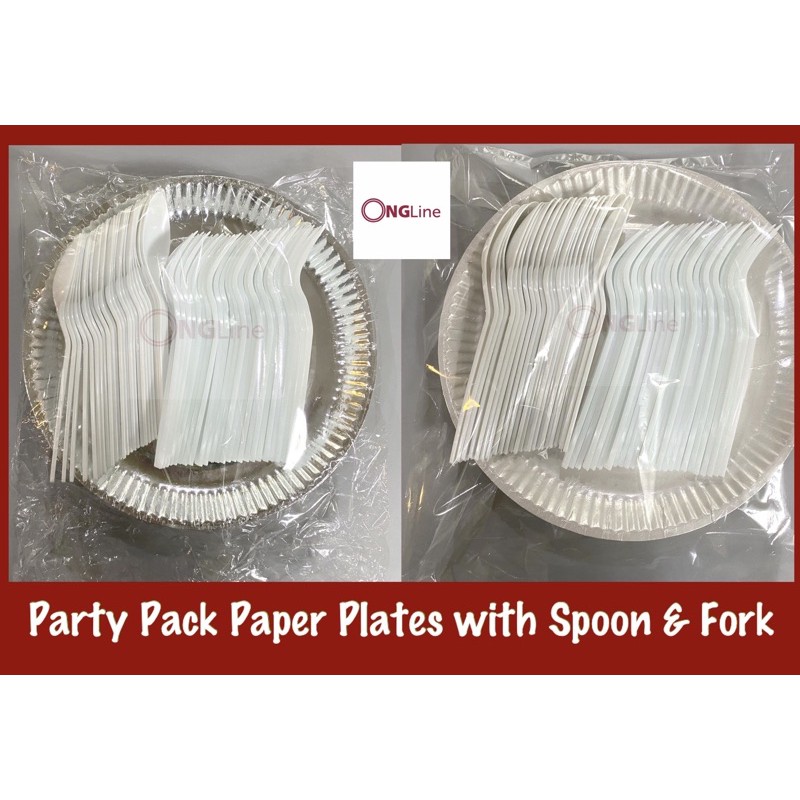 75 pcs | Paper Plates with Disposable Spoon and Fork | Party Supplies ...