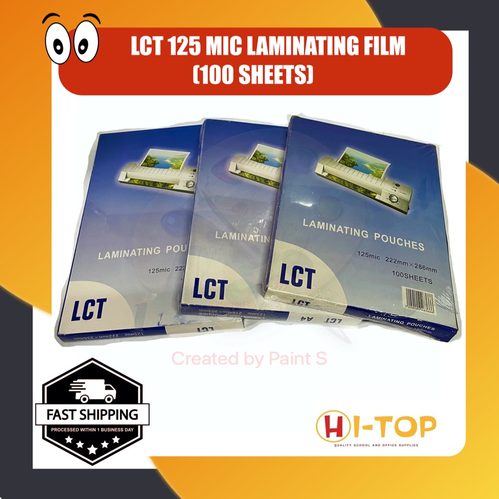 LCT Laminating Film 125 micron Size Long/A4/Short 100Film/Box Sold by ...