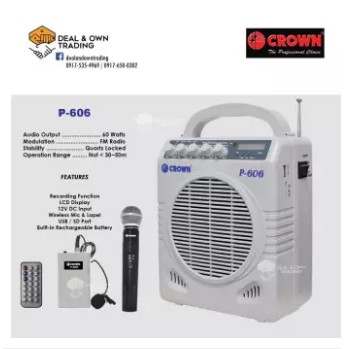 Crown P-606 60W FM Radio Portable PA System | Shopee Philippines