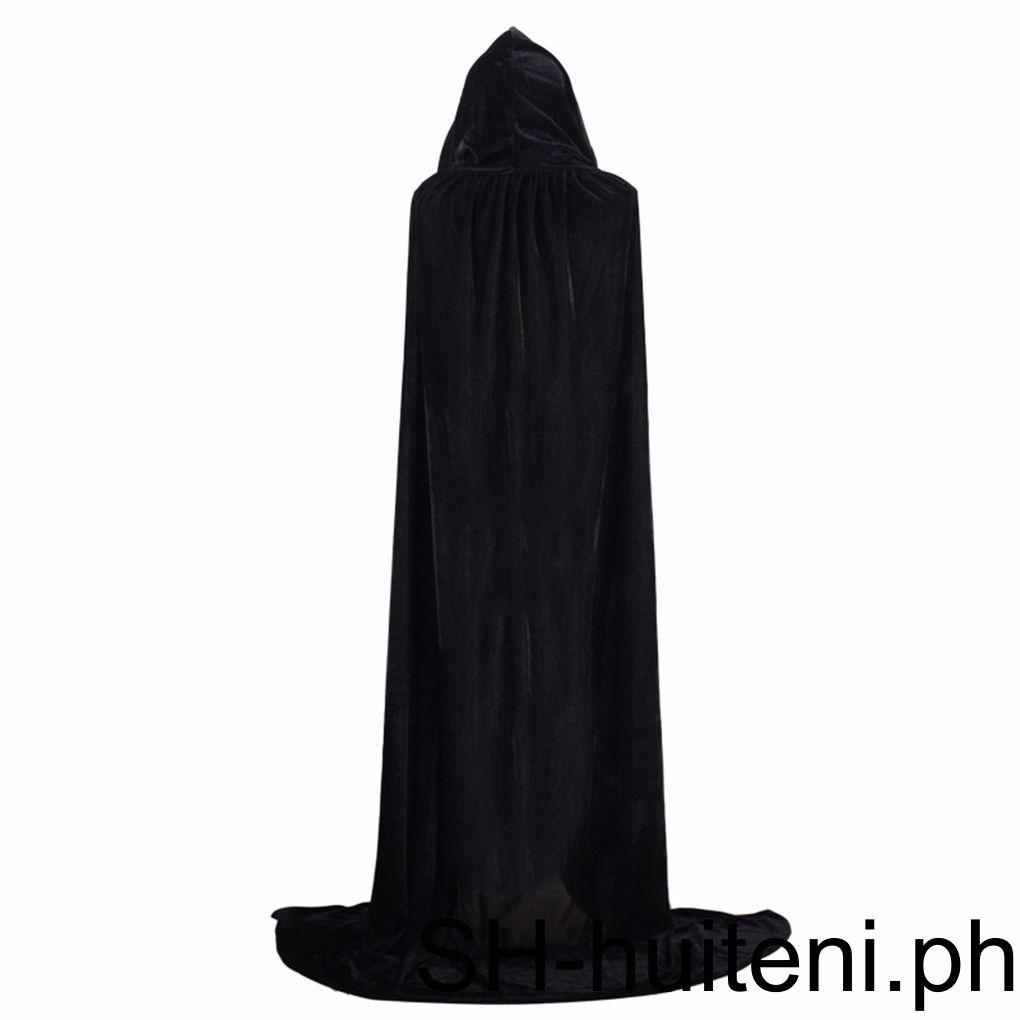Halloween Hooded Cloak Witch Wizard Velvet Masquerade Party Cape ...