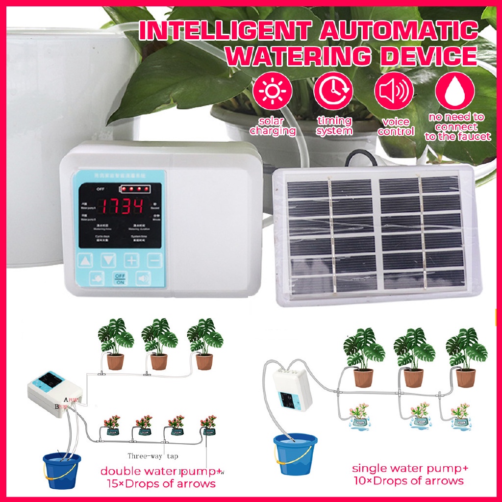 Double Pump Intelligent Garden Automatic Watering Device Solar Energy ...